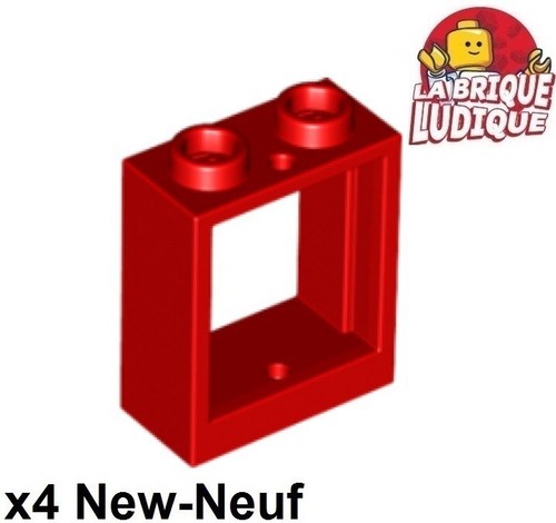 LEGO 4x Window Frame 1x2x2 Flat Front Red/Red 60592 New | eBay