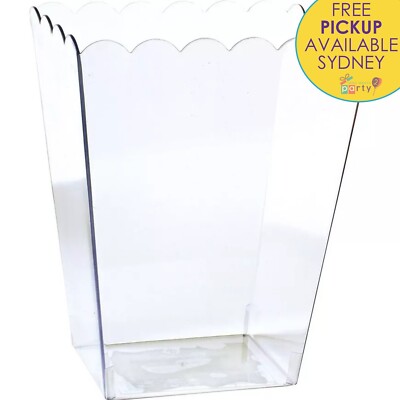 SCALLOPED LARGE PLASTIC CLEAR CONTAINER LOLLIES CANDY BUFFET TABLE JARS ...