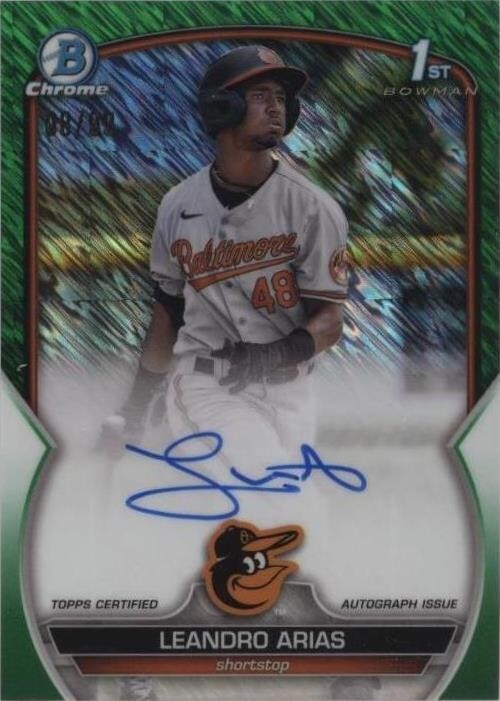 2023 Bowman - Chrome Prospect Autographs Leandro Arias #CPA-LA Green ...