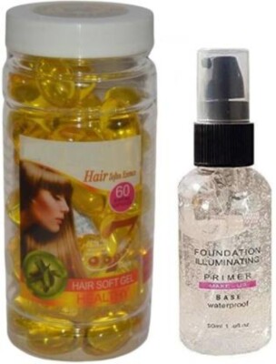 Wiffy NATURAL 100% organic Vitamin E hair serum capsules WITH PRIMER ...