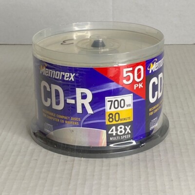 Memorex CD-R Blank Disc 50 Pack 80 Minute 700 MB 48x Speed New Factory ...