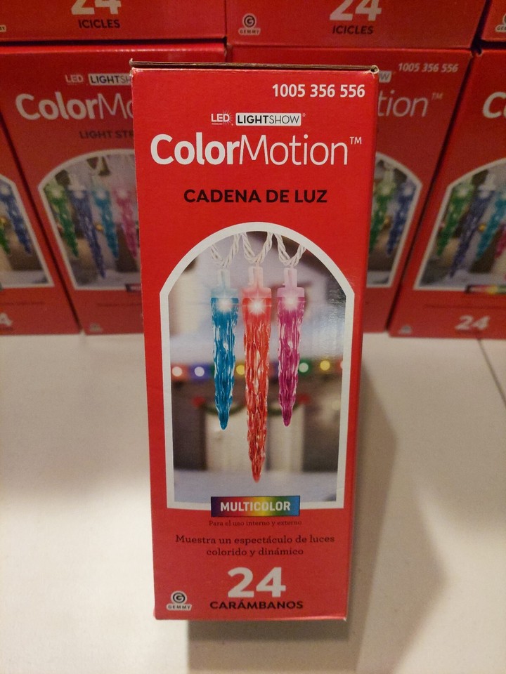 GEMMY ColorMotion CHRISTMAS LIGHT SHOW LED ICICLE 24-Pack MULTI COLOR ...
