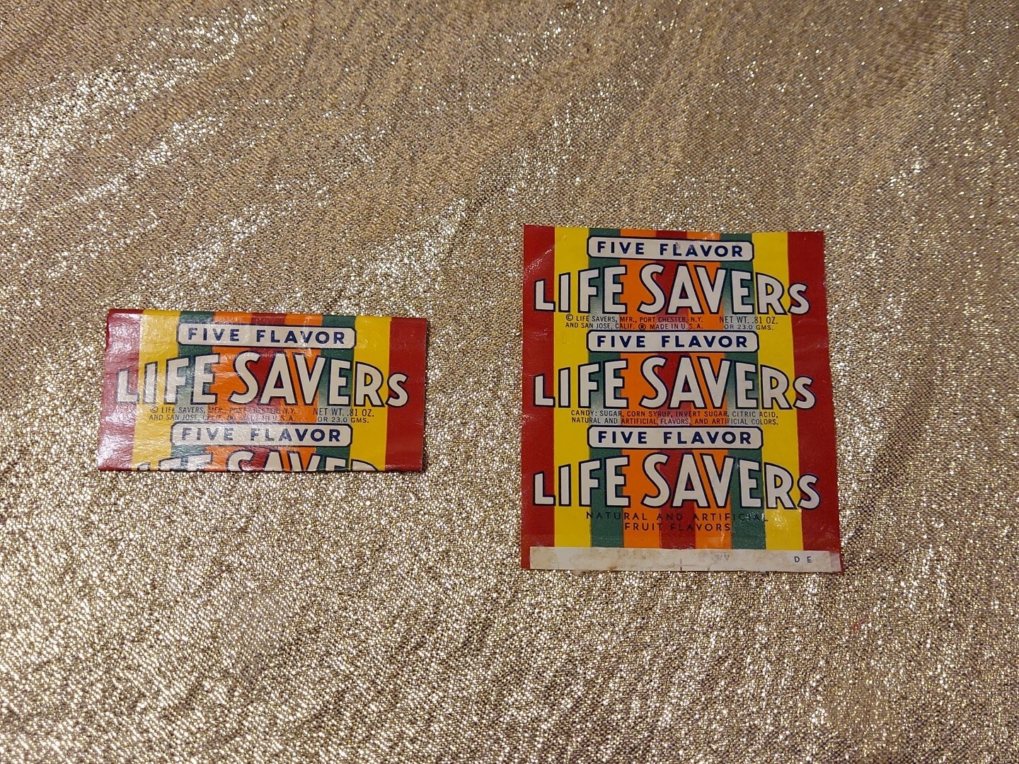 2 Rare Vintage Life Savers Candy Wrappers Five Flavors Rainbow Paper ...