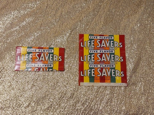 2 Rare Vintage Life Savers Candy Wrappers Five Flavors Rainbow Paper ...