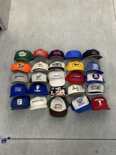 Vintage Lot Of 25 SnapBack Trucker Hats Caps Sports Farm Racing Local ...