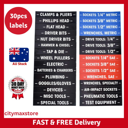 30Pcs Magnet Tool Box Label Drawers Sticker Cabinets Steel Chest Decal ...