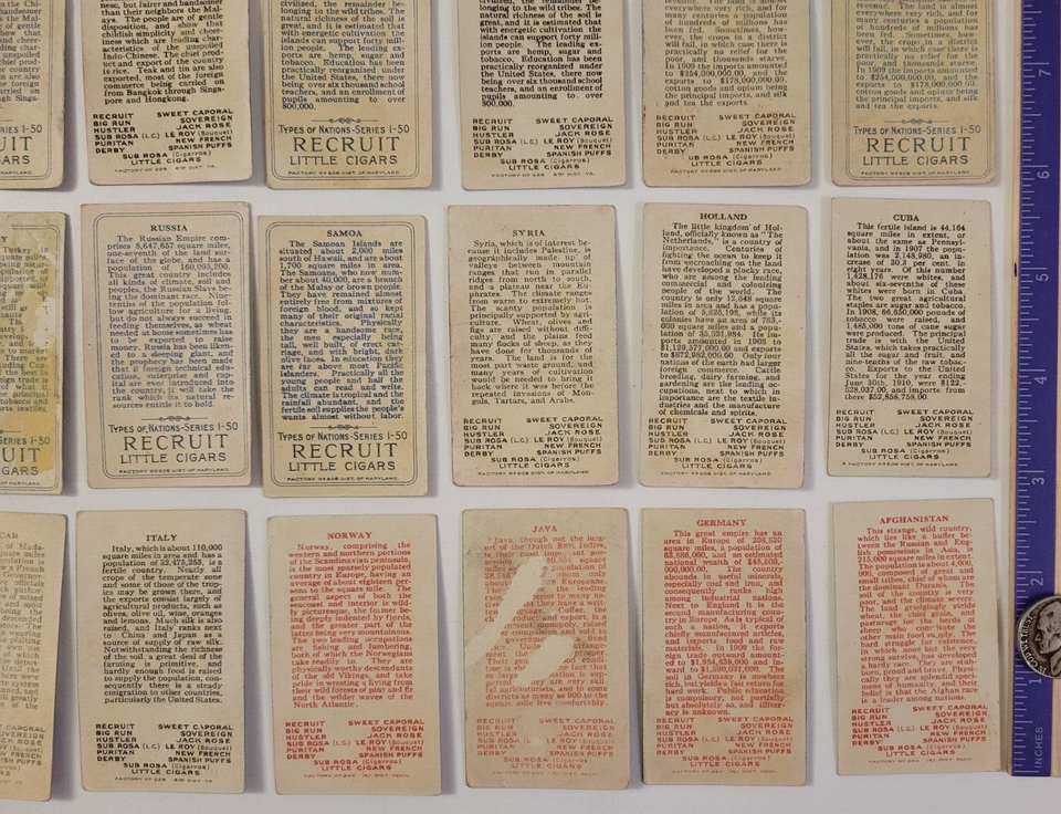 1911 SUB ROSA LITTLE CIGARS & TYPES OF NATIONS RECRUITS 40 TOBACCO CARD ...