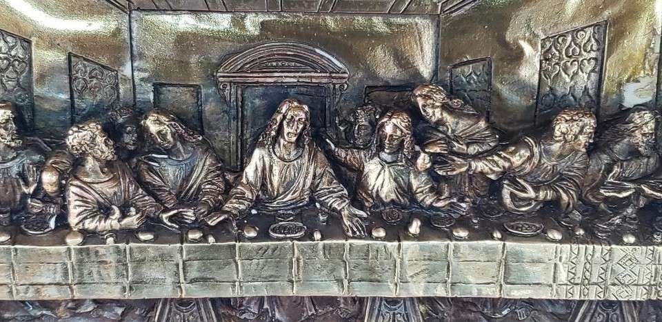 "THE LAST SUPPER" COPPER INLAY WOOD 13"X7" JESUS AND HIS DISCIPLES MADE ...