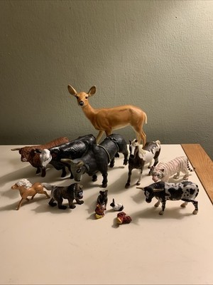Breyer Schleich Schylling Lot Of 13 Fawn Bull Horse Small Farm Animals ...