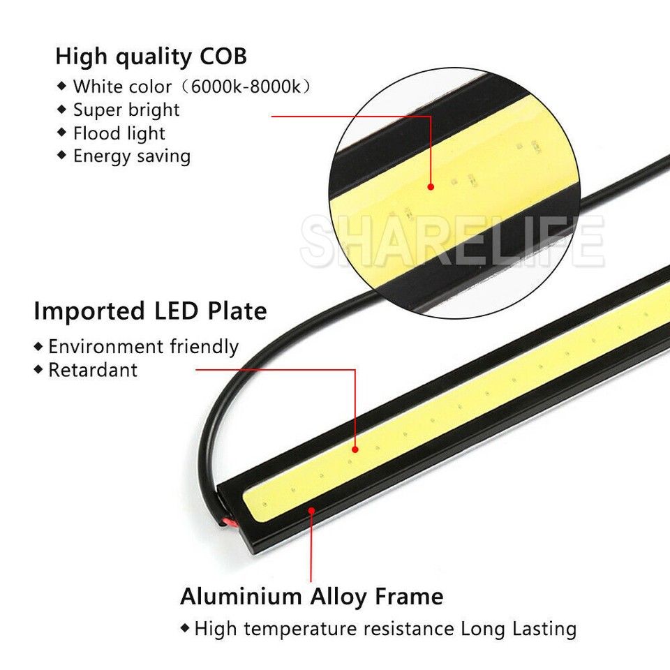 10x 12V Waterproof White DRL LED Strip Lights Bars Camping Caravan Boat ...