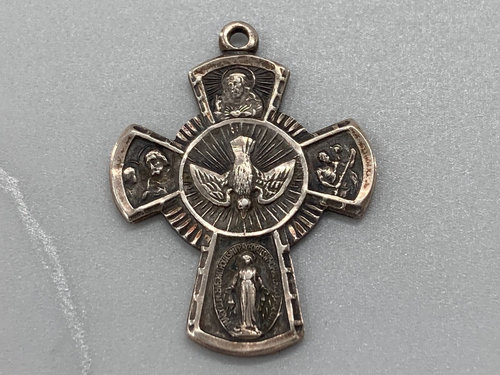 Vintage Four Way Catholic Cross Sterling Silver Charm Religious ...