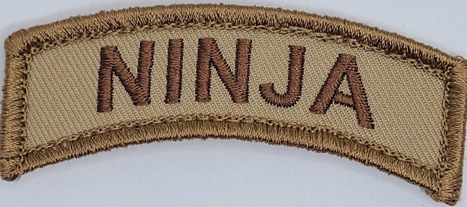 NINJA Arc Shape Rocker Tab Tag Tactical Embroidered Patch Desert | eBay