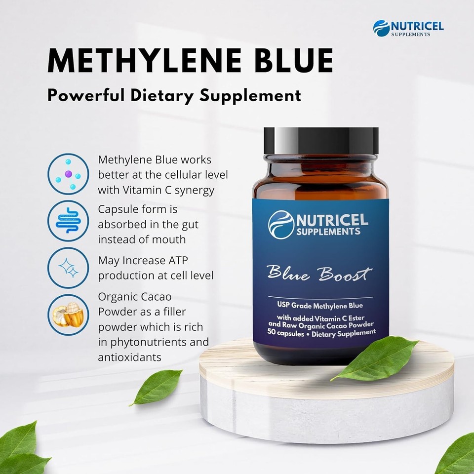 Methylene Blue (USP Grade) Pharma Grade Supplements, Capsule Form, with ...