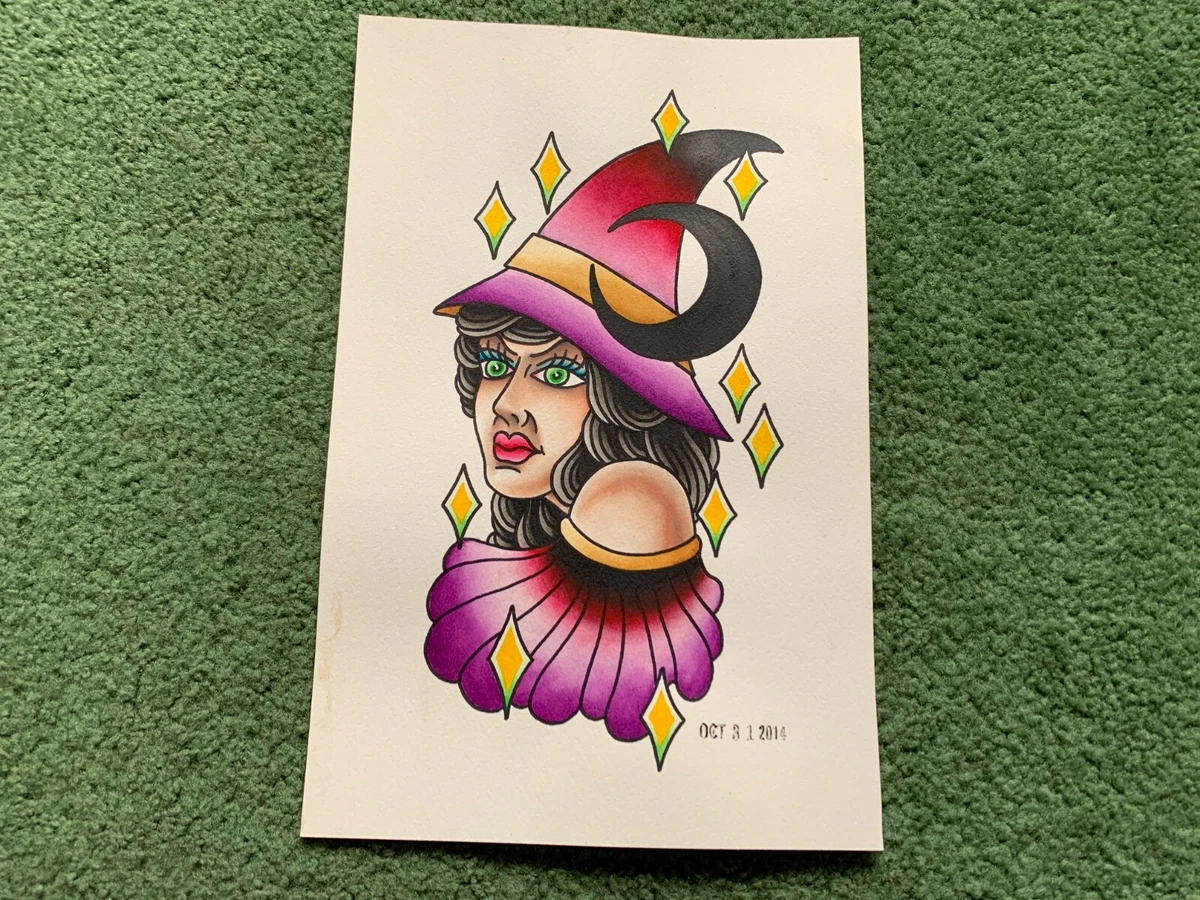 Witch Tattoo Flash