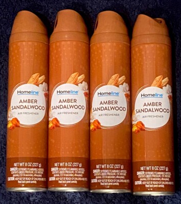 4 Pack Homeline Amber Sandalwood Air Freshener Spray 8 Oz Each , New ...