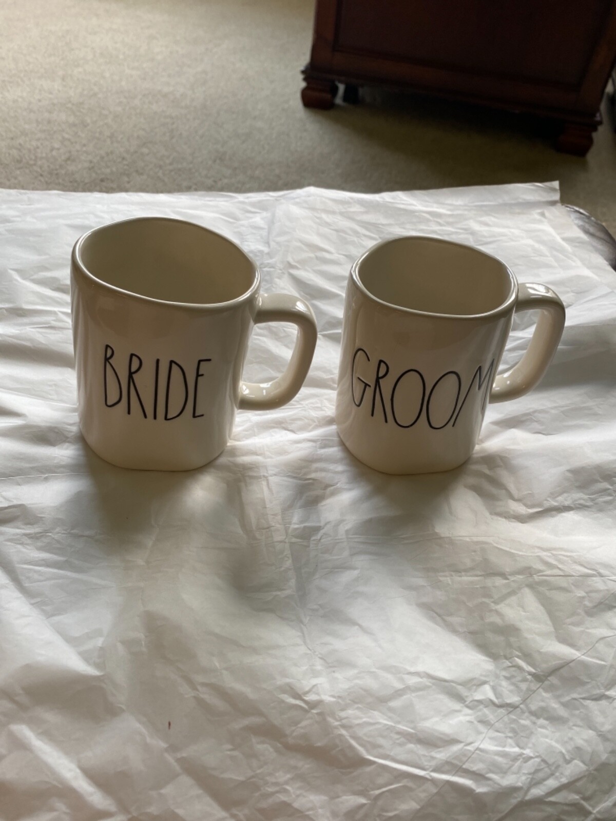 Rae Dunn Bride and Groom Coffee Tea Mugs White Artisan Collection ...