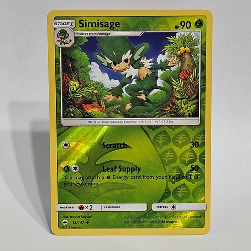 Simisage 13/147 Reverse Holo Burning Shadows Pokemon TCG Single ...