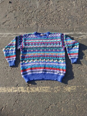Steffner Vintage Sweater made in Hungary Fair Isle Retro 100% Wool 90's ...
