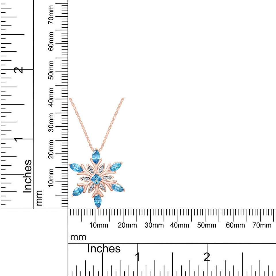 Snowflake Pendant Necklace Sterling Silver Simulated Blue Topaz & Cubic ...