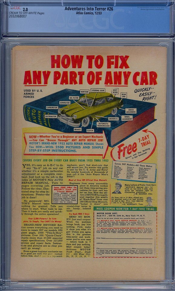 ADVENTURES INTO TERROR #26 CGC 2.0 CLASSIC HANGING MAN & SKULLS COVER ...