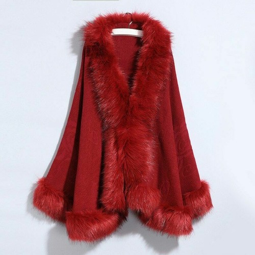 Winter Women Fur Coat Cape Autumn Winter Faux Fur Cape Coat Warm ...