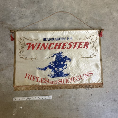Winchester Dealer Flag Vtg Banner Old Original Retail Store Advertising ...