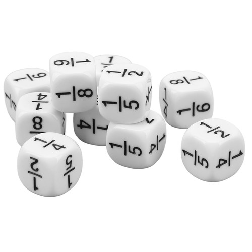 20 PCS 16mm Fraction Dice White Fraction Symbols Dices Mathematical ...