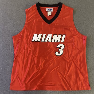 Miami Heat Dwayne Wade Basketball Jersey Youth L Large NBA Red Shiny #3 ...