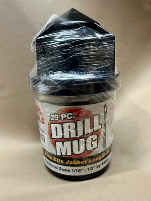 Drill Bits Black & Gold USA Jobber Set Cup Mug (29 pieces) 1/16" - 1/2 ...