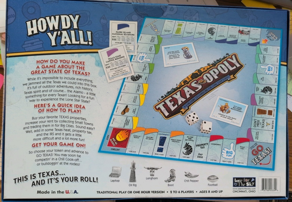 TexasOpoly State of Texas Monopoly Style Board Game - Brand New Sealed ...