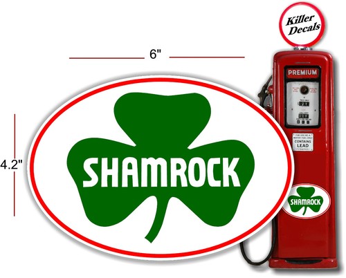 6" SHAMROCK OVAL GASOLINE GAS PUMP OIL TANK DECAL | eBay