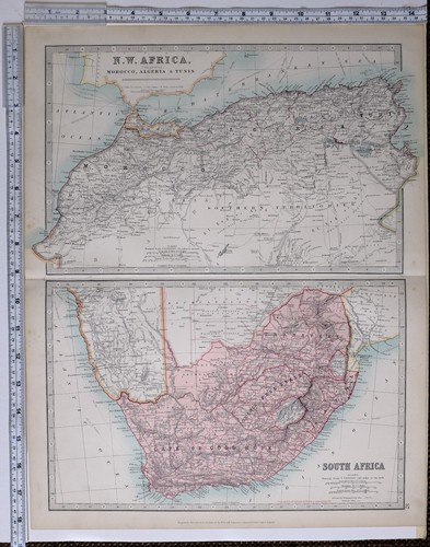 1915 LARGE MAP NORTH WEST AFRICA MOROCCO ALGERIA TUNIS CAPE COLONY ...