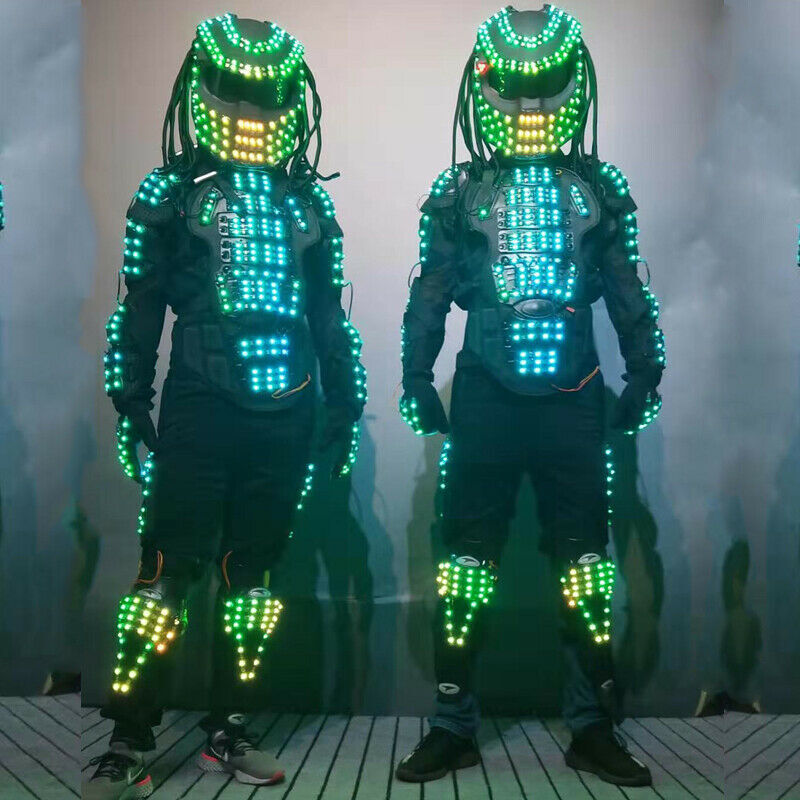 LED ROBOT COSTUME DJ PARTY SHOW HALLOWEEN COSPLAY GLOW FULL SUIT HELMET ...