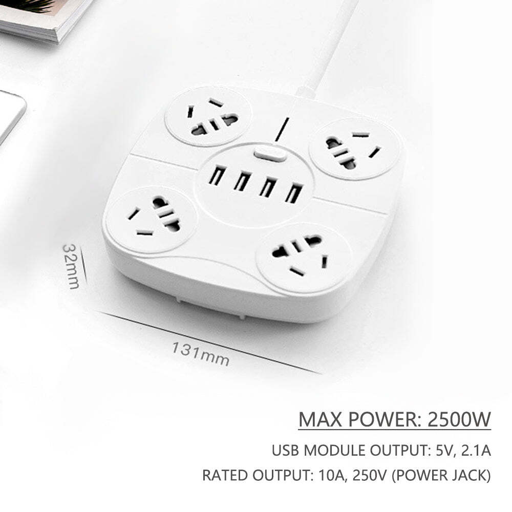 1.8M Power Board 4 Way Outlets Socket 4 USB Charging Charger Ports ...
