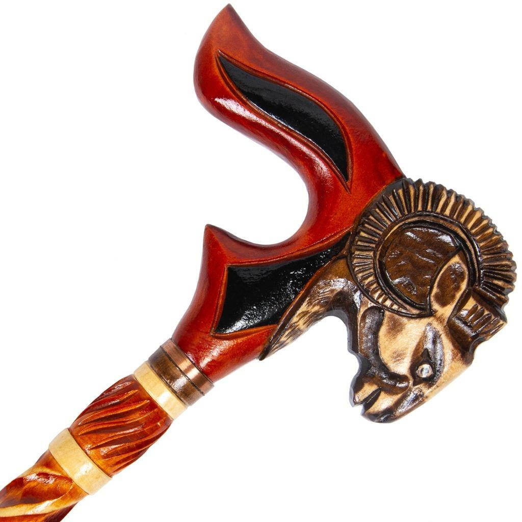 Ram Head Handmade Wooden Canes Cane Stick Hand Support Handle Walking ...