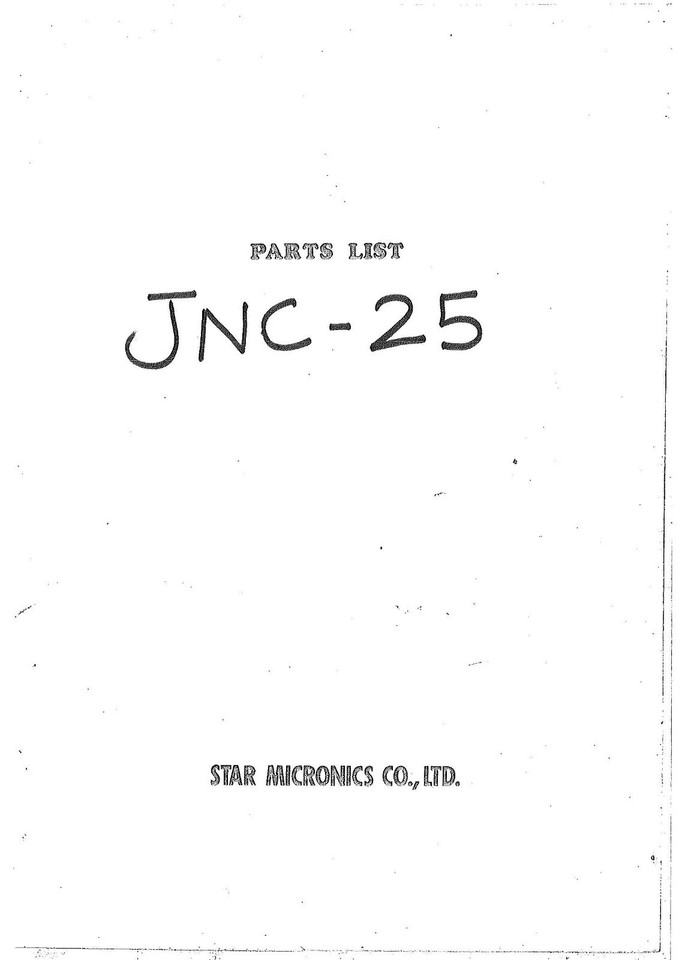 STAR JNC-25 INSTRUCTION MANUAL & PARTS LIST | eBay