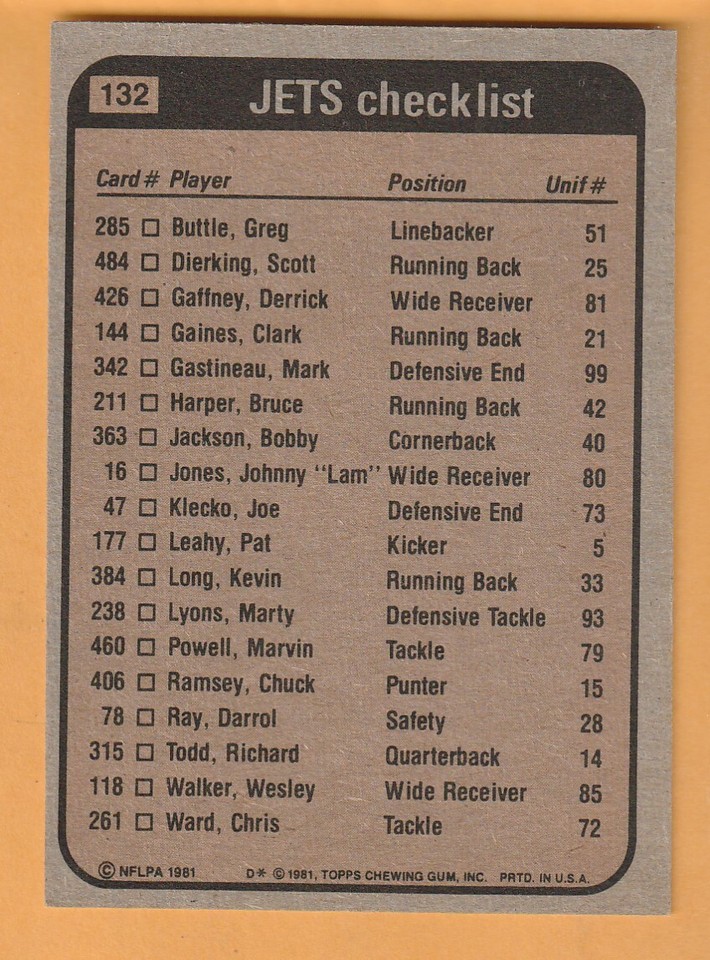 Mark Gastineau Bruce Harper Scott Dierking 1981 Topps #132 New York ...