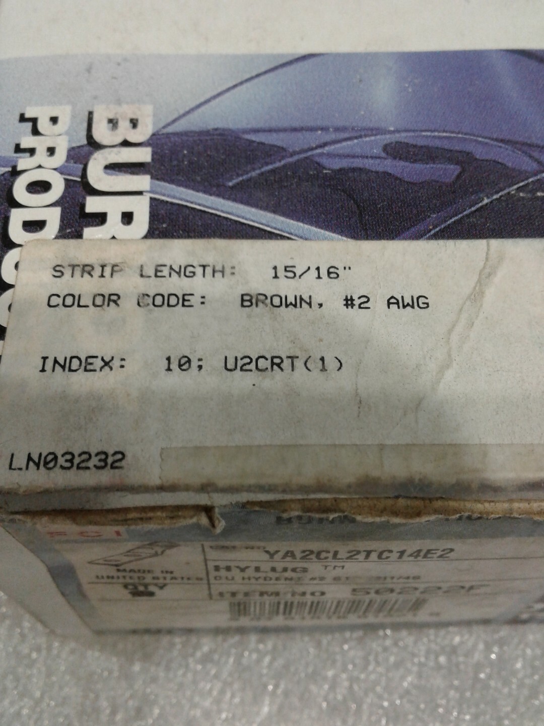 YA2CL-2TC14E2 BURNDY TWO HOLE LUG COMPRESSION #2 AWG NEW | eBay