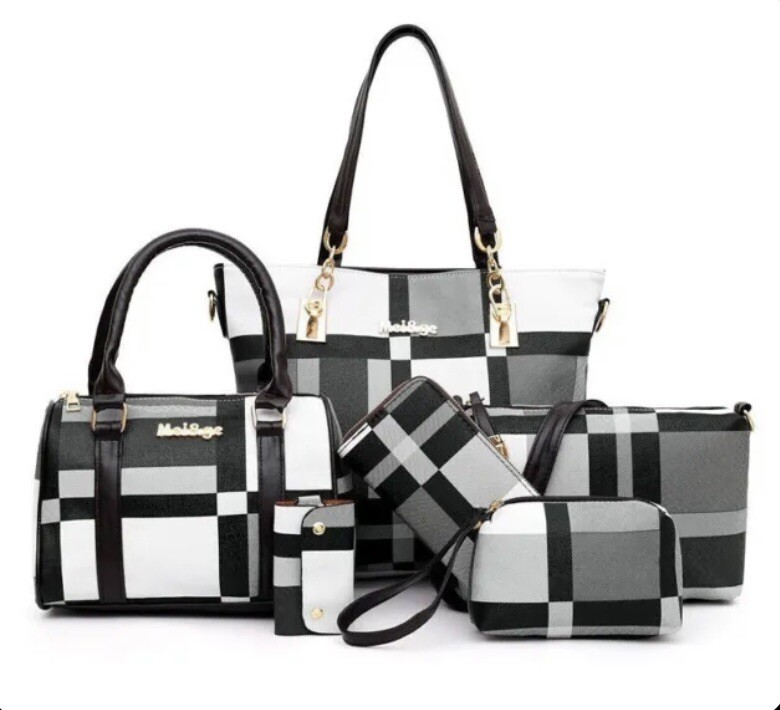 6PCS/SET WOMEN LADY LEATHER HANDBAGS MESSENGER SHOULDER BAGS NEW LUXURY ...