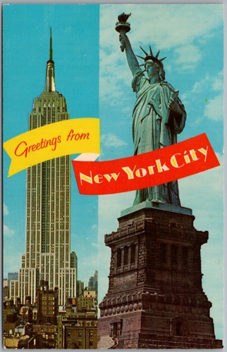 Greetings From New York City Banner Postcard Q118 | eBay
