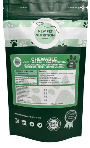 60 Chewable Joint Aid Glucosamine Chondroitin MSM Green Lipped Mussel ...