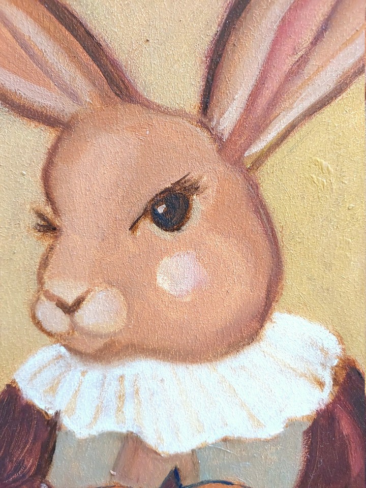 Easter Bunny Original Oil Painting Framed Royal Rabbit Pet Portrait ...