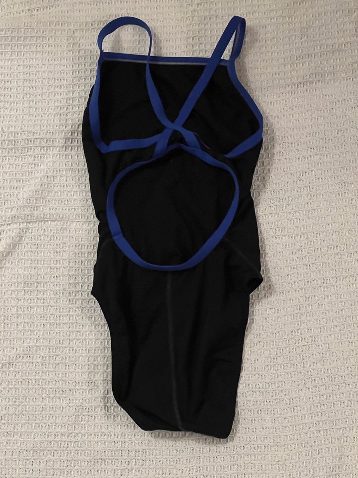 speedo women's black with blue trim one piece swimsuit size 30 / small ...