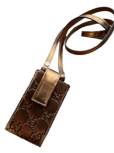 GUCCI Guccissima Mobile Phone Case for Flip Phone GG Gold Leather Italy ...