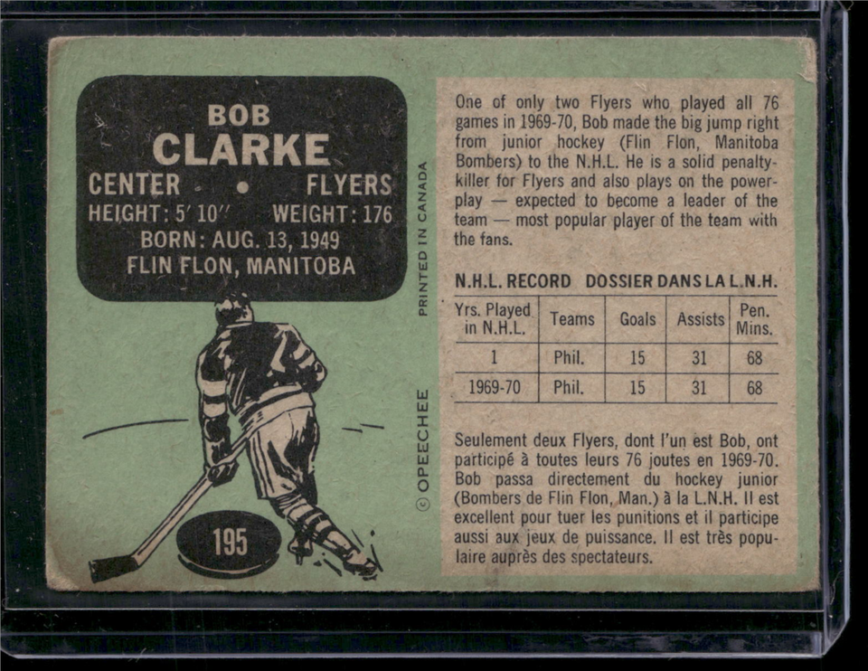 1970 O-PEE-CHEE #195 BOB CLARKE RC ROOKIE | eBay