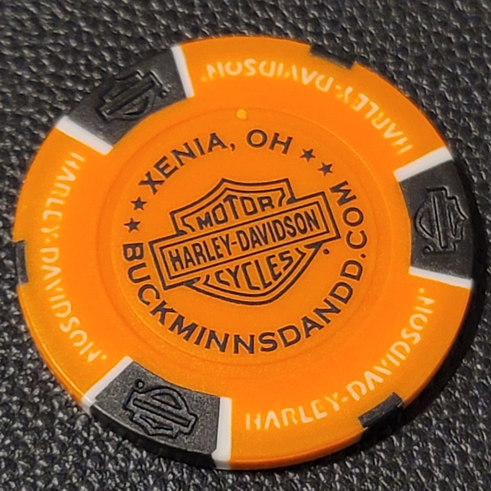 BUCKMINN'S D&D HD (Orange/Black) OHIO ~ Harley Davidson Poker Chip ...