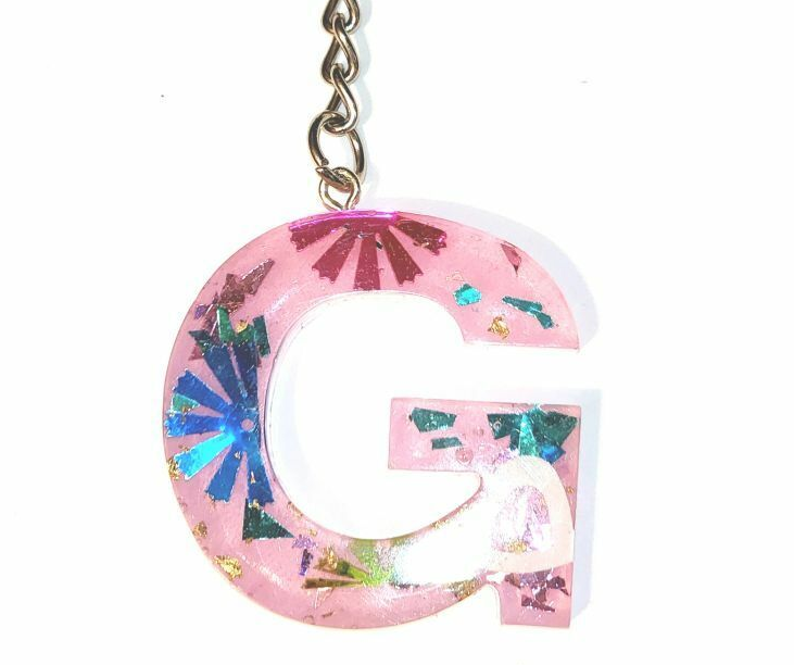 Light Pink Letter G Keychain with Sequins | eBay
