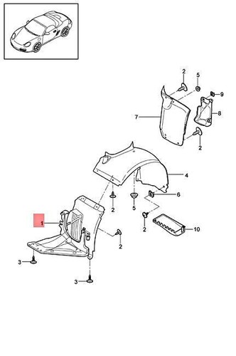Genuine PORSCHE Boxster Cayman Wheel Housing Liner Left Front ...