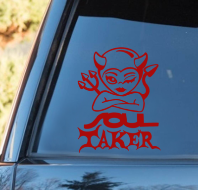 KIA SOUL "SOUL TAKER" with lady devil vinyl decal. Funny, Cute | eBay