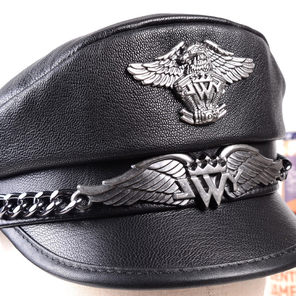 Men's Women's Real Leather Military Service Cap Punk Germany Army/Navy ...